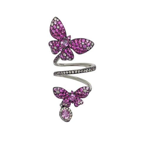 Pink Sapphires Butterflies Ring - Stefere US
